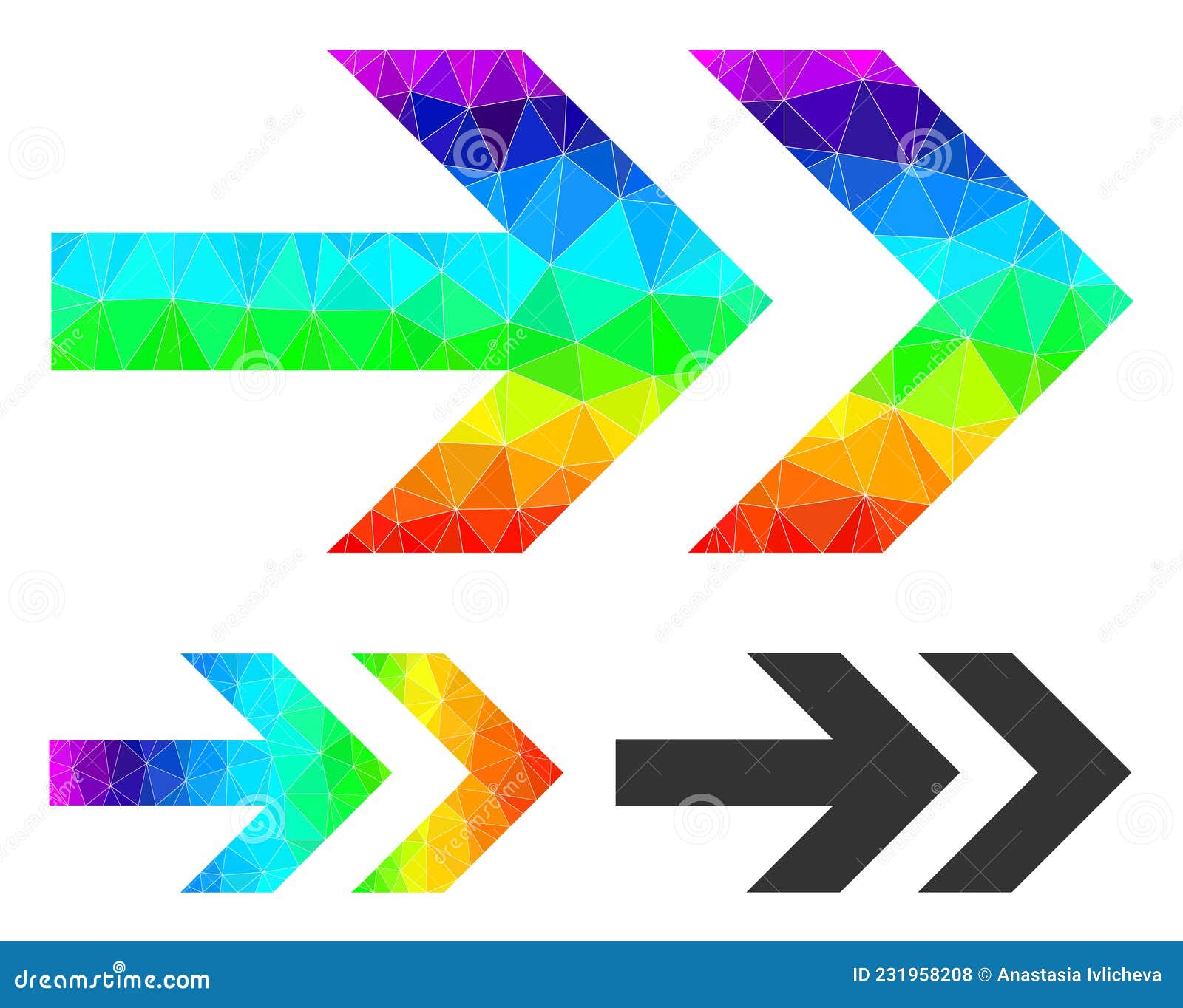 Vector Lowpoly Arrow Right Icon with Rainbow Gradient Stock Vector ...