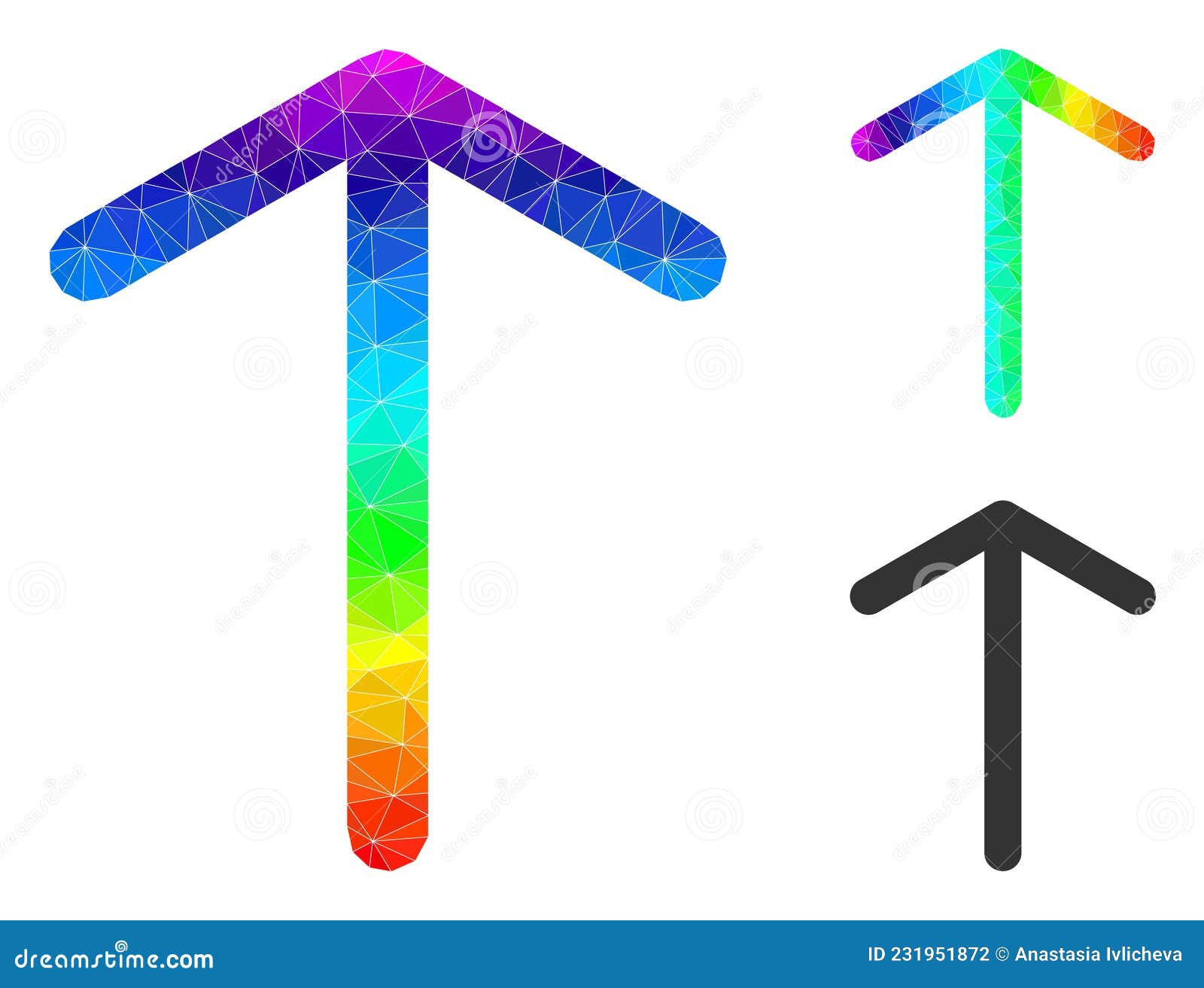Vector Lowpoly Arrow Up Icon with Rainbow Gradient Stock Vector ...