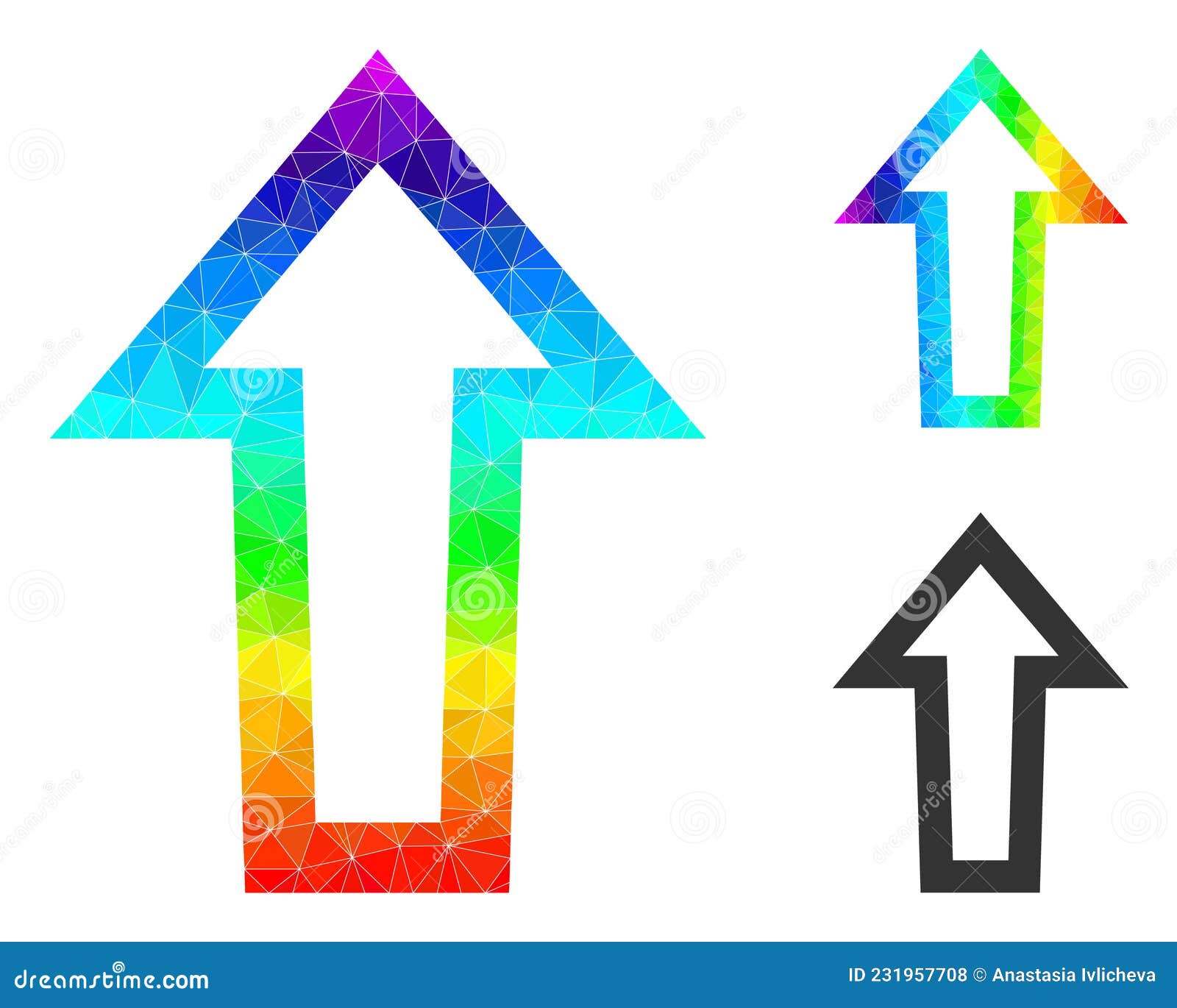 Vector Lowpoly Arrow Up Icon with Spectrum Gradient Stock Vector ...