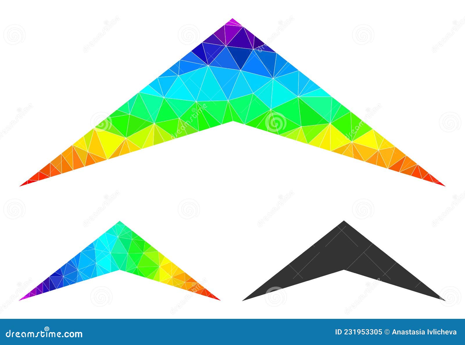 Vector Polygonal Arrowhead Up Icon with Spectrum Gradient Stock Vector ...