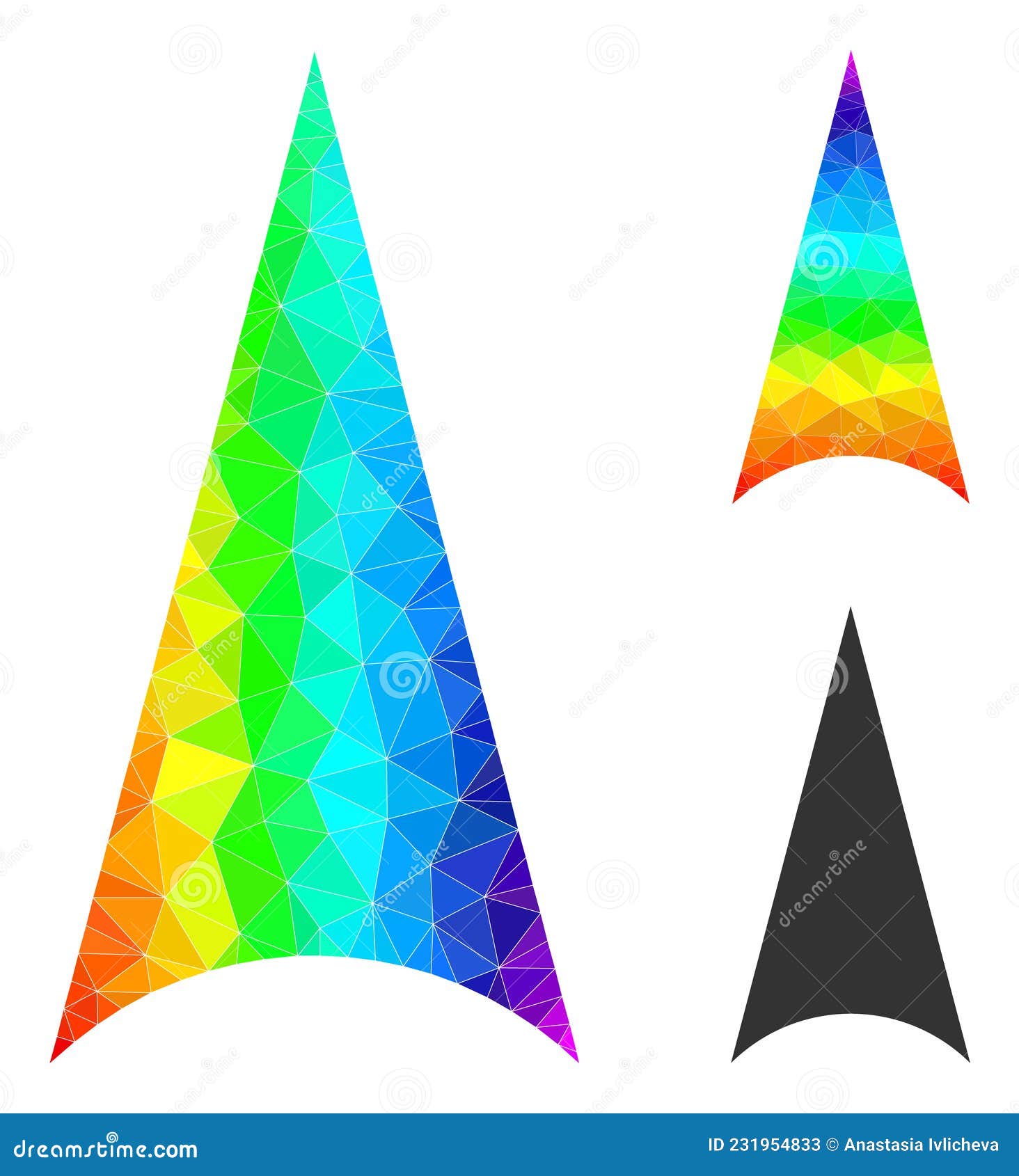 Vector Triangle Filled Arrowhead Up Icon with Rainbow Gradient Stock ...