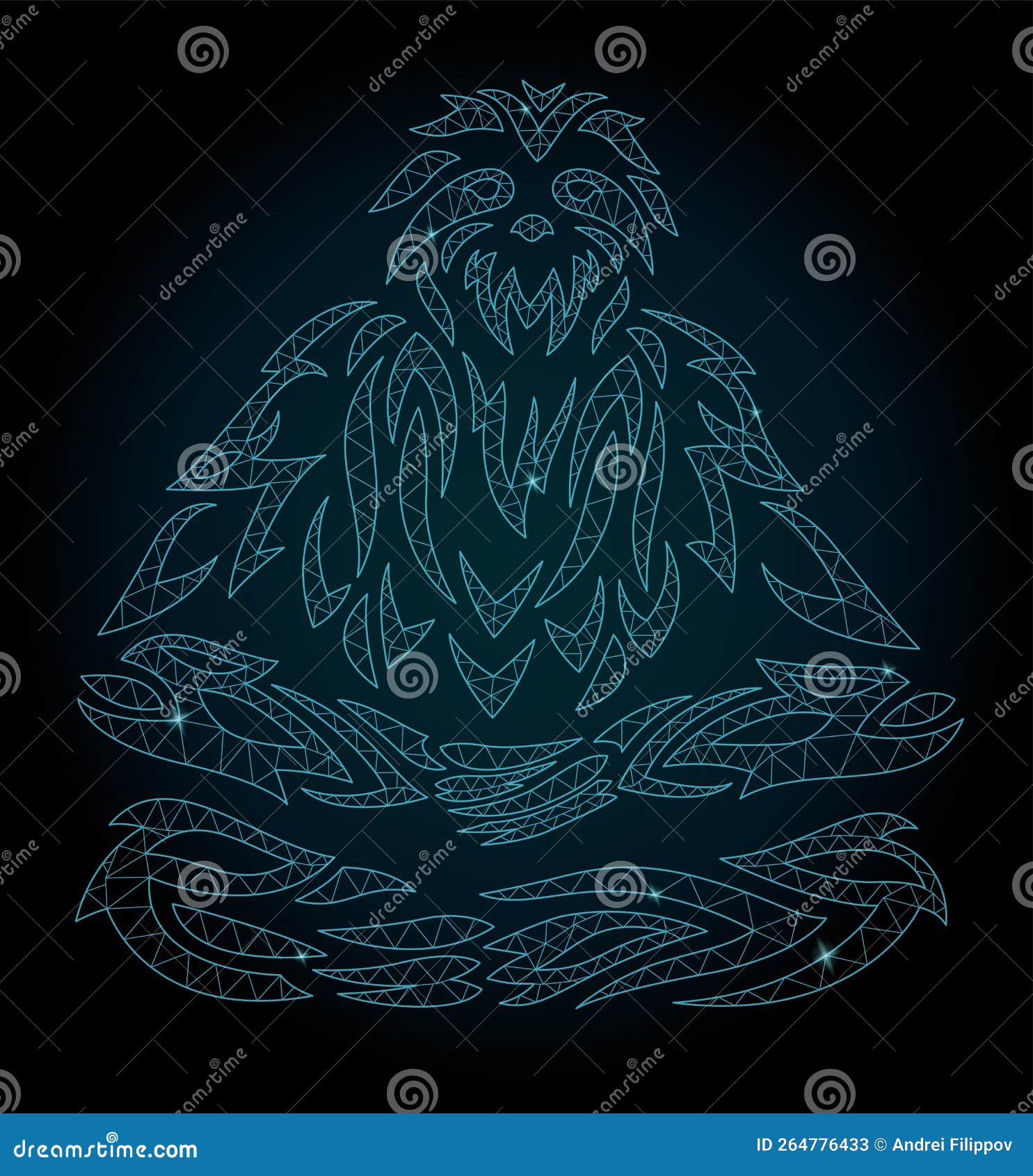 Low Poly Art with Blue Shiny Sloth Silhouette Stock Vector ...