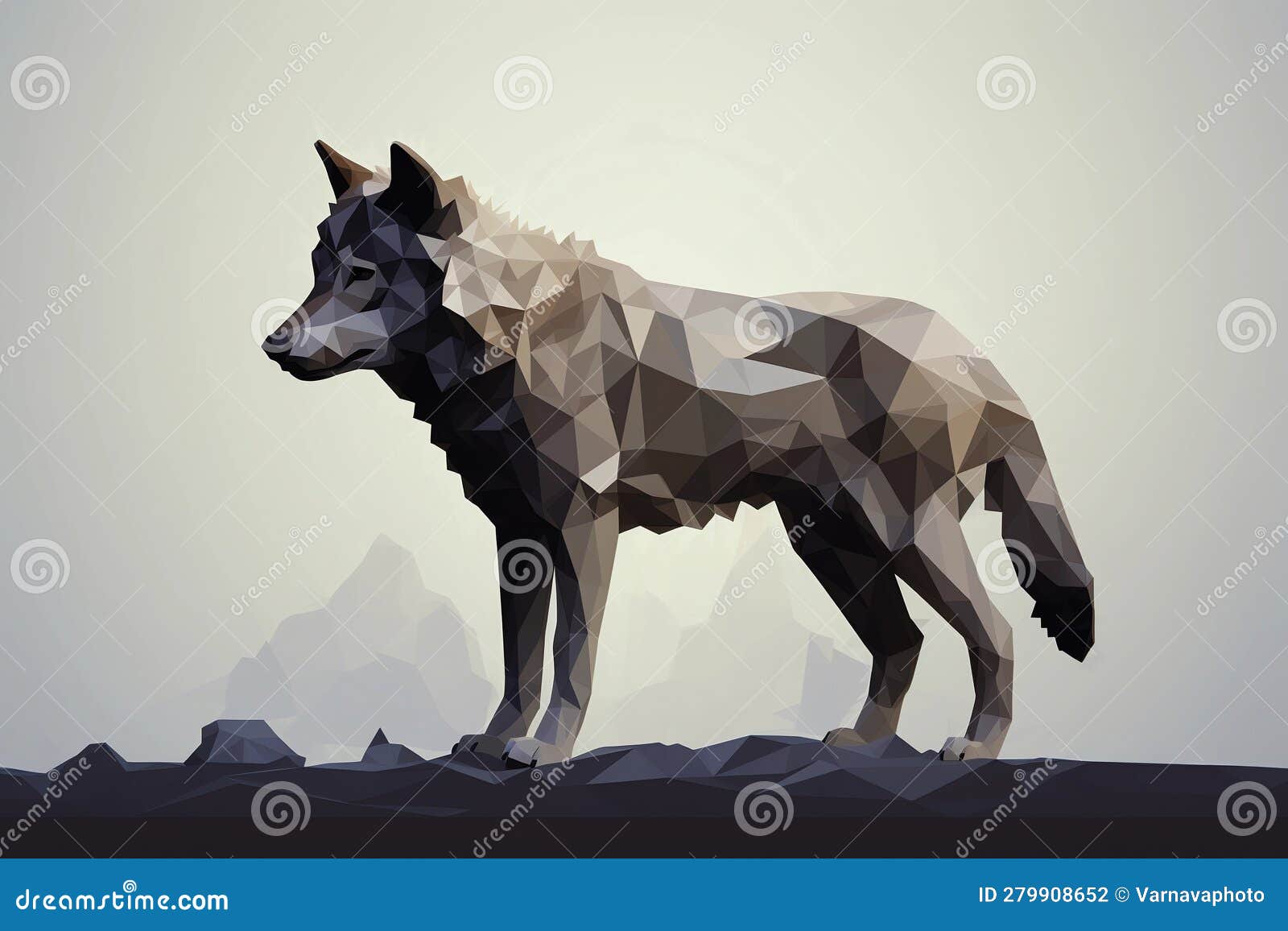 Low Poly Art Wolf. AI Generated. Stock Illustration - Illustration of minimalist, animal: 279908652