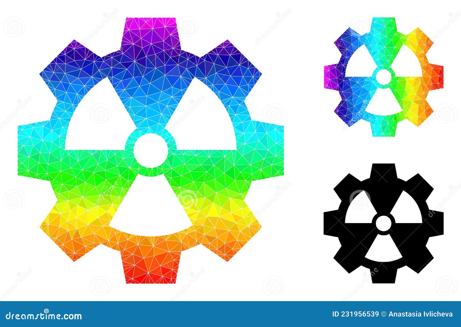 Vector Triangle Filled Atomic Industry Icon with Rainbow Gradient Stock ...