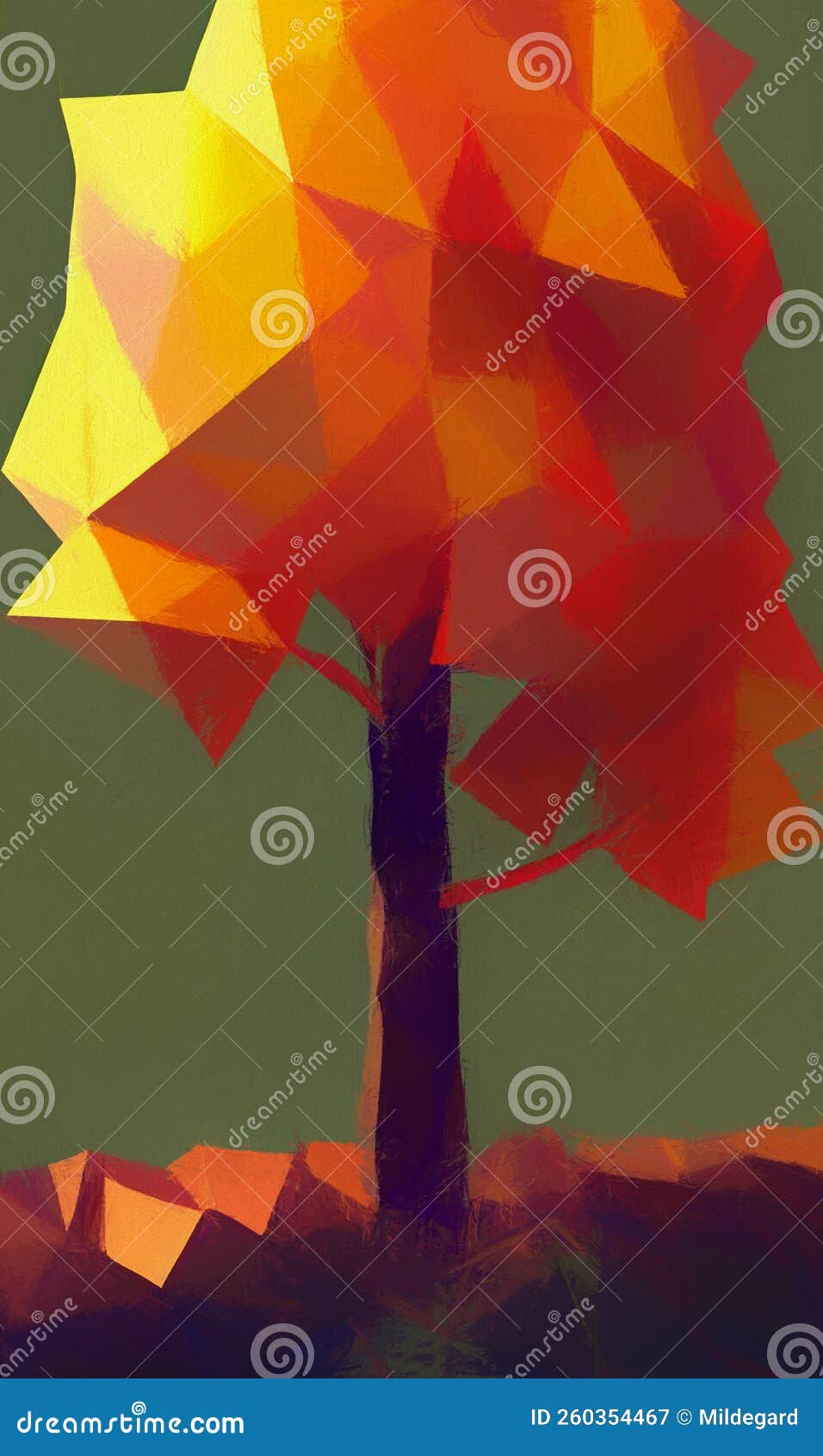 Low Poly Autumn Tree - Digital Painting Stock Illustration ...