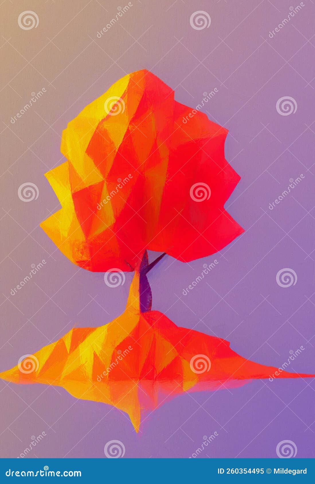 Low Poly Autumn Tree - Digital Painting Stock Illustration ...