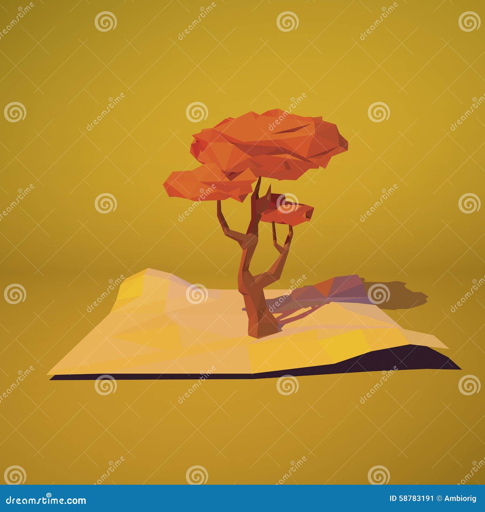 Low poly autumn tree stock vector. Illustration of scene - 58783191