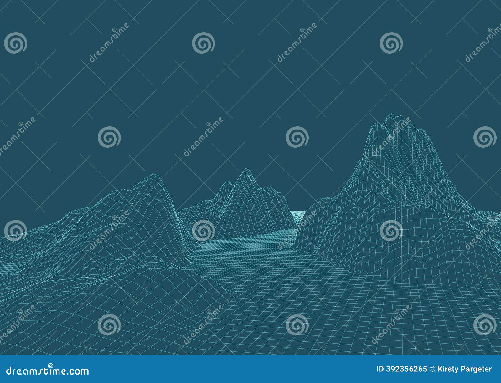 Wireframe Landscape Wire. Wireframe Terrain Polygon Landscape Design ...