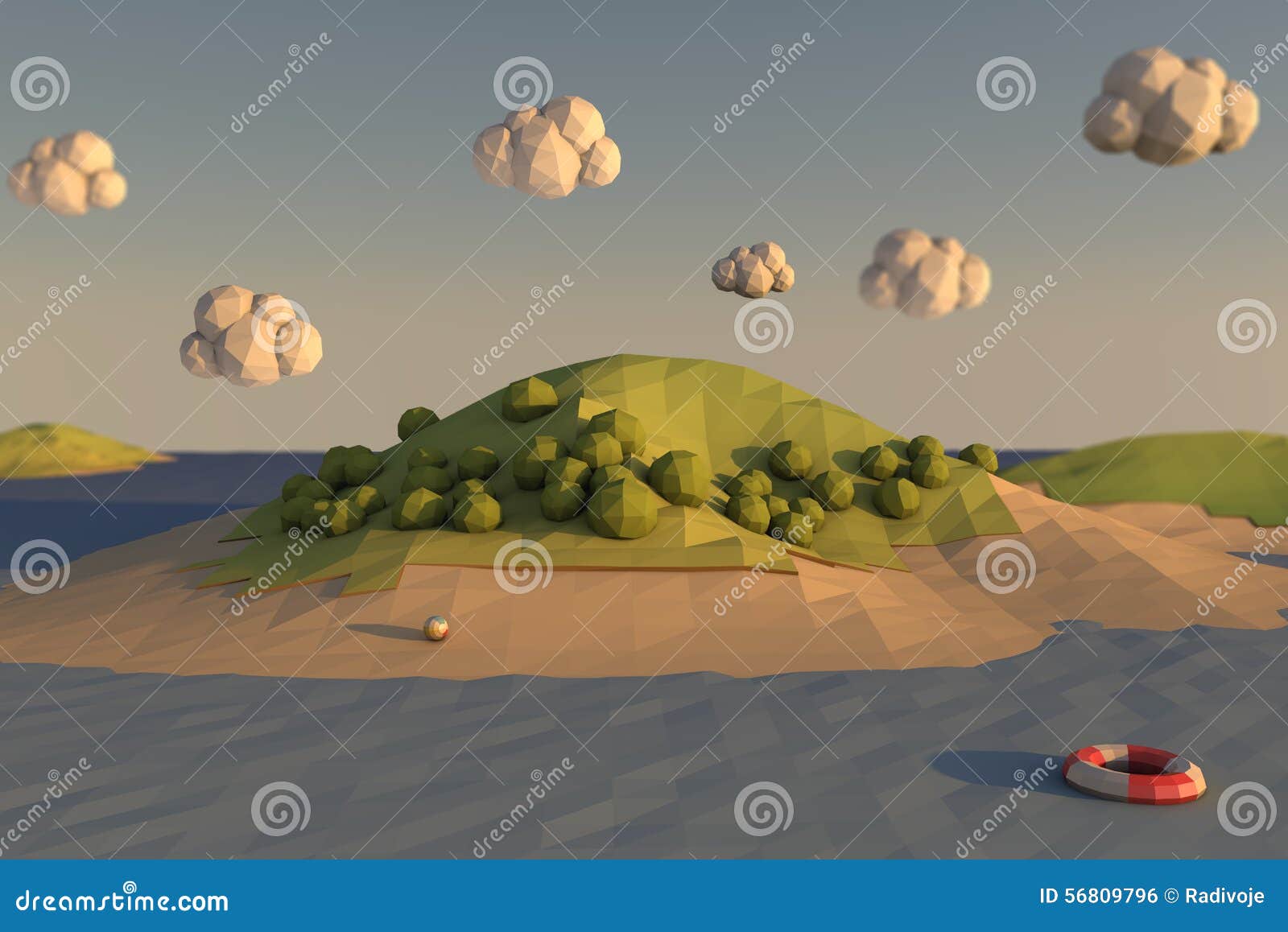 Low Poly Beach stock photo. Image of swim, vacations - 56809796