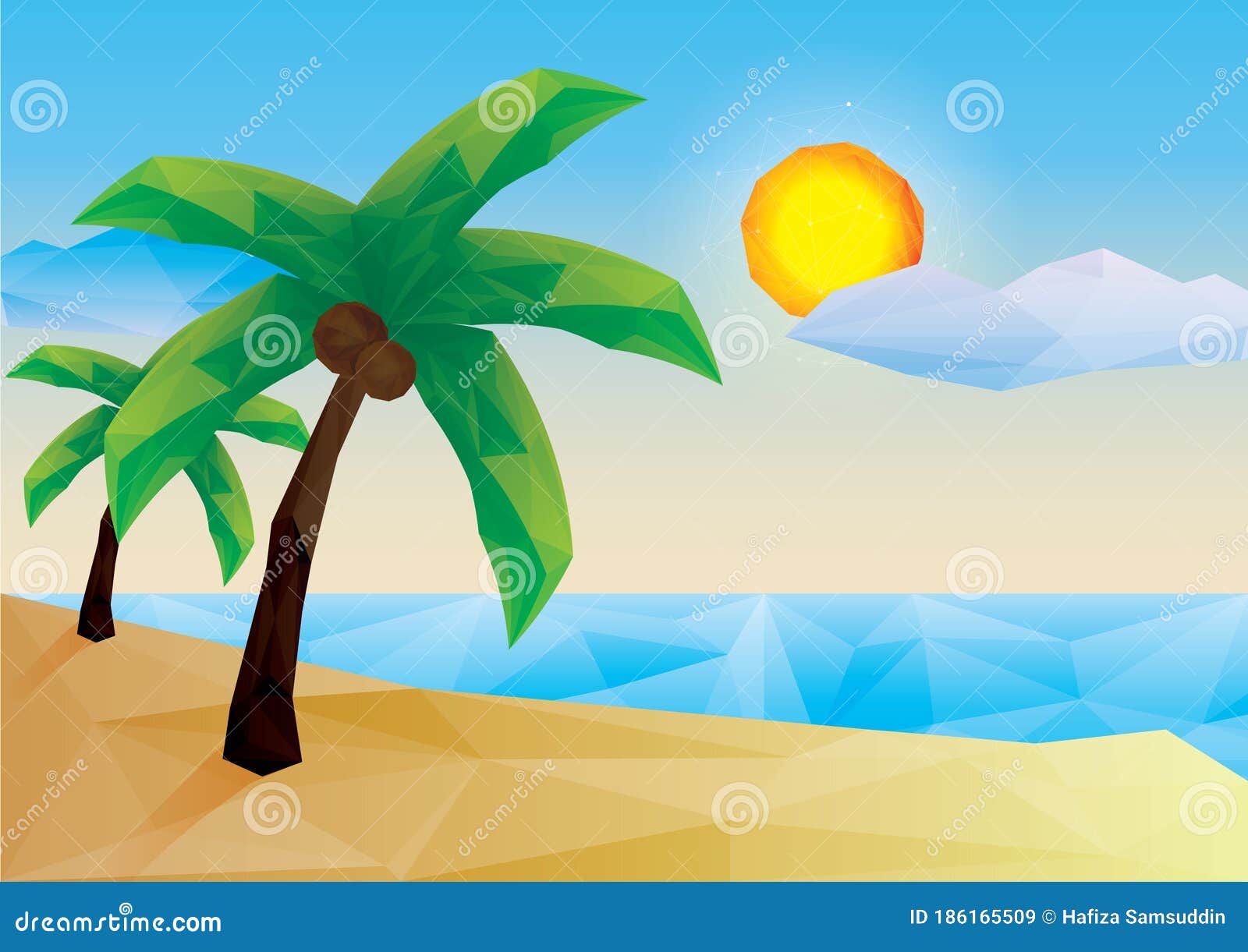 Low Poly Beach. Vector Illustration Decorative Design Stock Vector ...