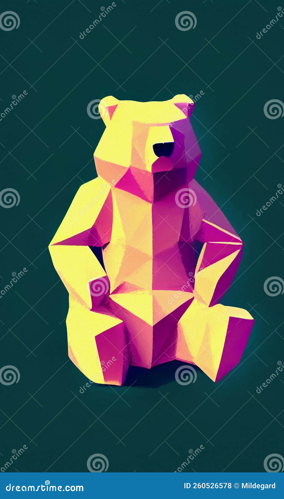 Low Poly Bear - Stylized Digital Art Stock Illustration - Illustration ...