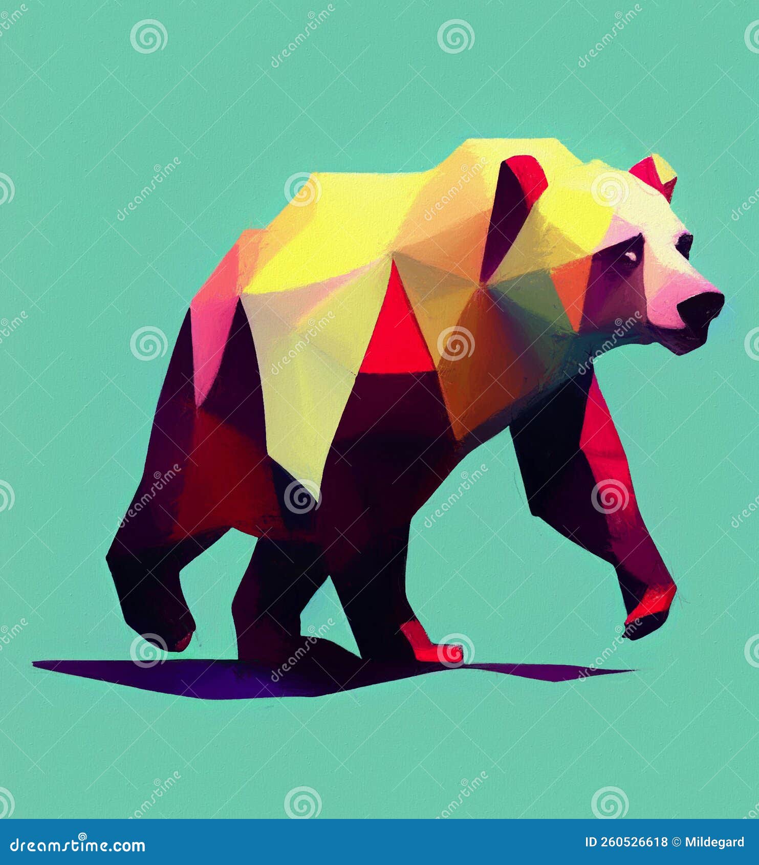 Low Poly Bear - Stylized Digital Art Stock Illustration - Illustration ...