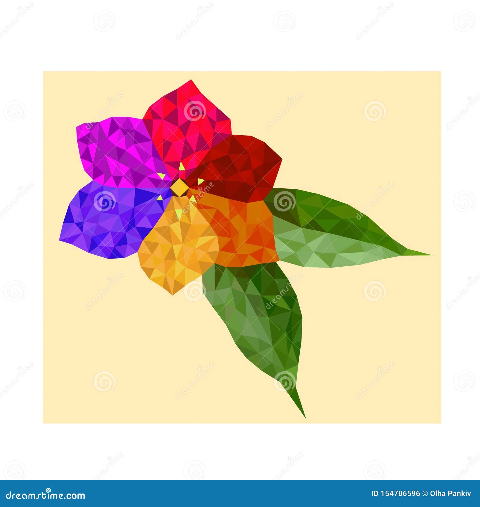 Low Poly Beautiful Vector Flower Stock Vector - Illustration of organic ...