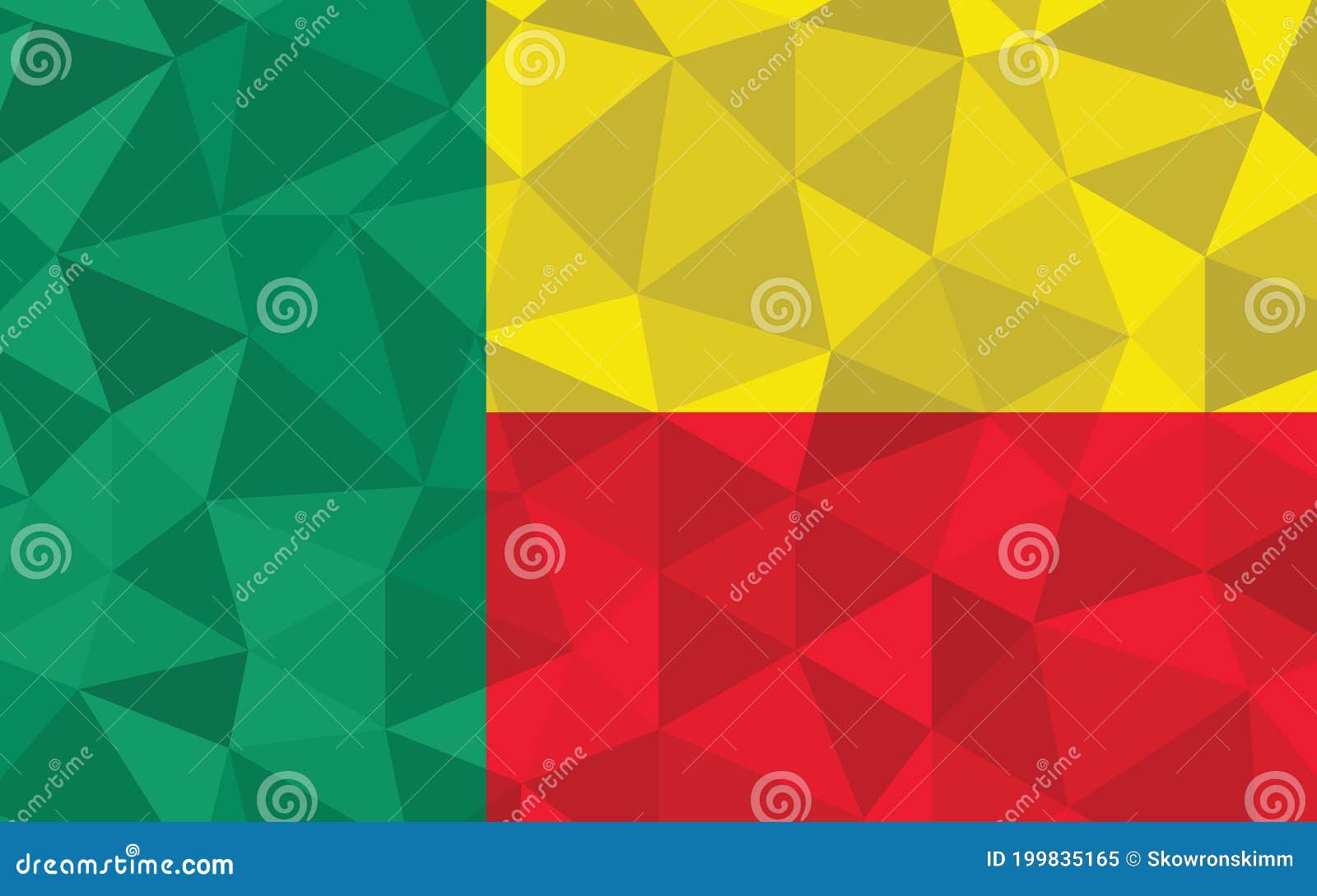 Low Poly Benin Flag Vector Illustration. Triangular Beninese Flag ...