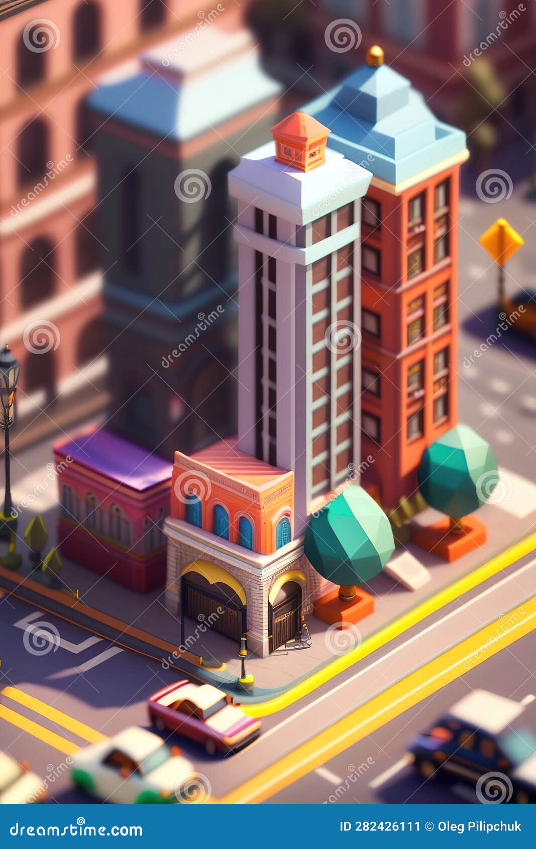 Low Poly: Big City, Streets, Top View, Ai Generated Stock Illustration ...
