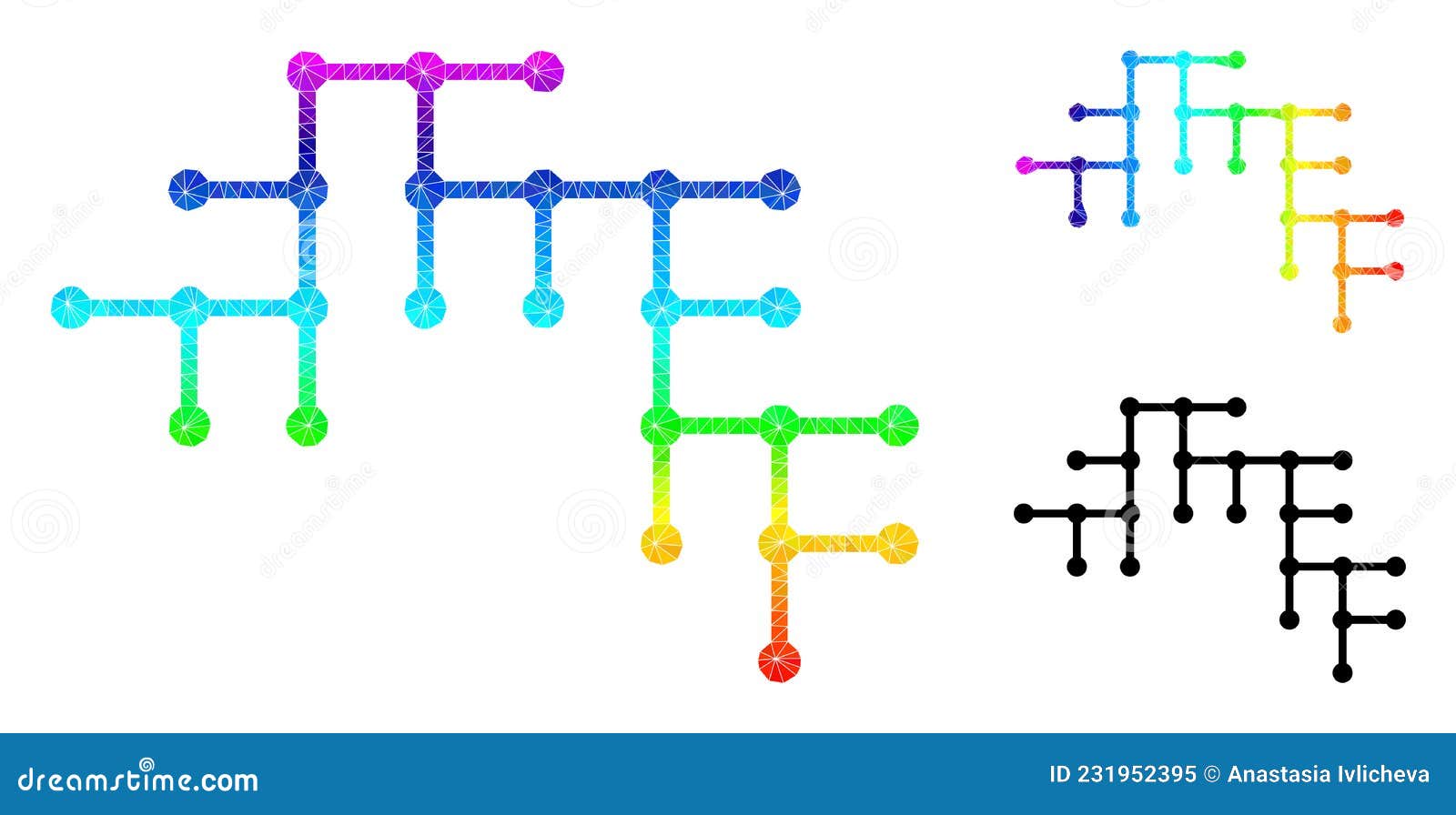 Vector Triangle Filled Binary Circuit Icon with Spectral Colored Gradient Stock Vector ...