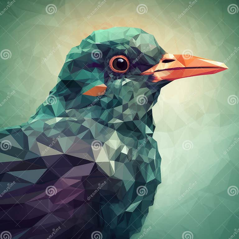 Low Poly Bird Portrait in Surreal Style Stock Illustration ...