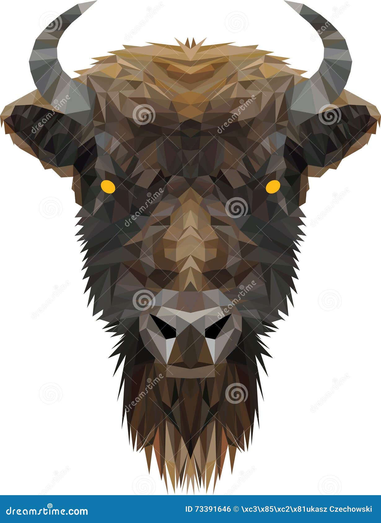 Low poly bison s head stock vector. Illustration of geometric - 73391646