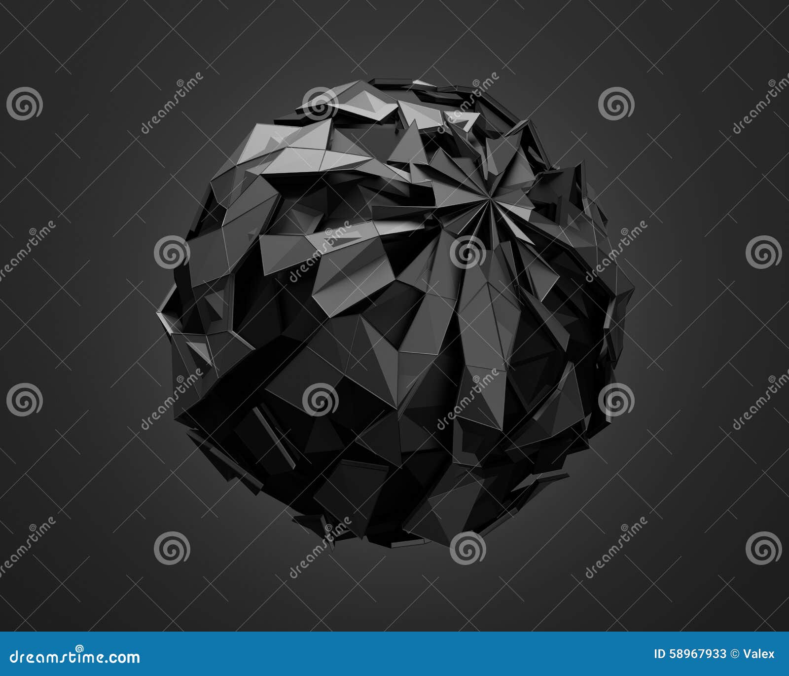 Low Poly Black Sphere with Chaotic Structure Stock Illustration ...