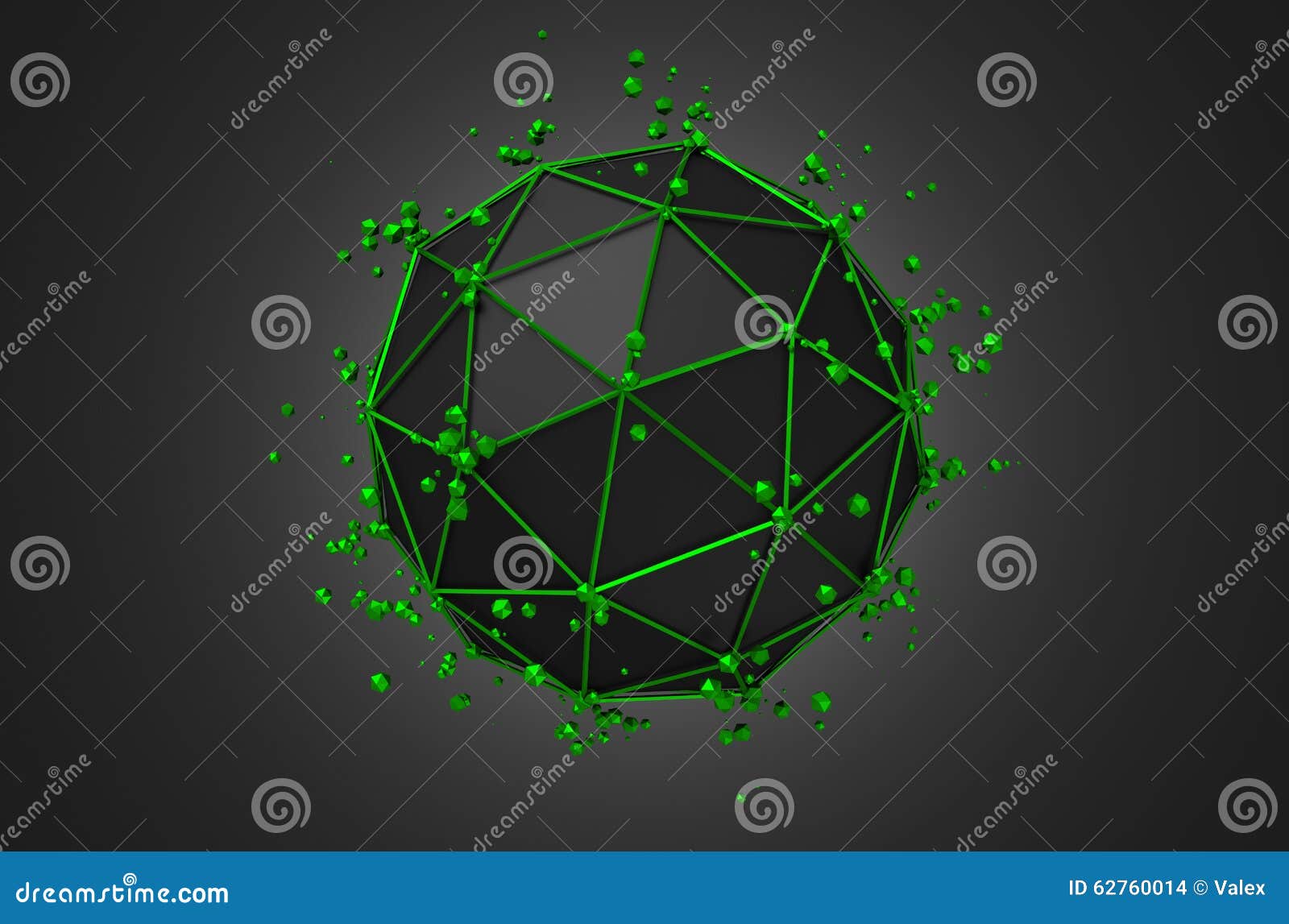 Low Poly Black Sphere with Chaotic Structure Stock Illustration ...