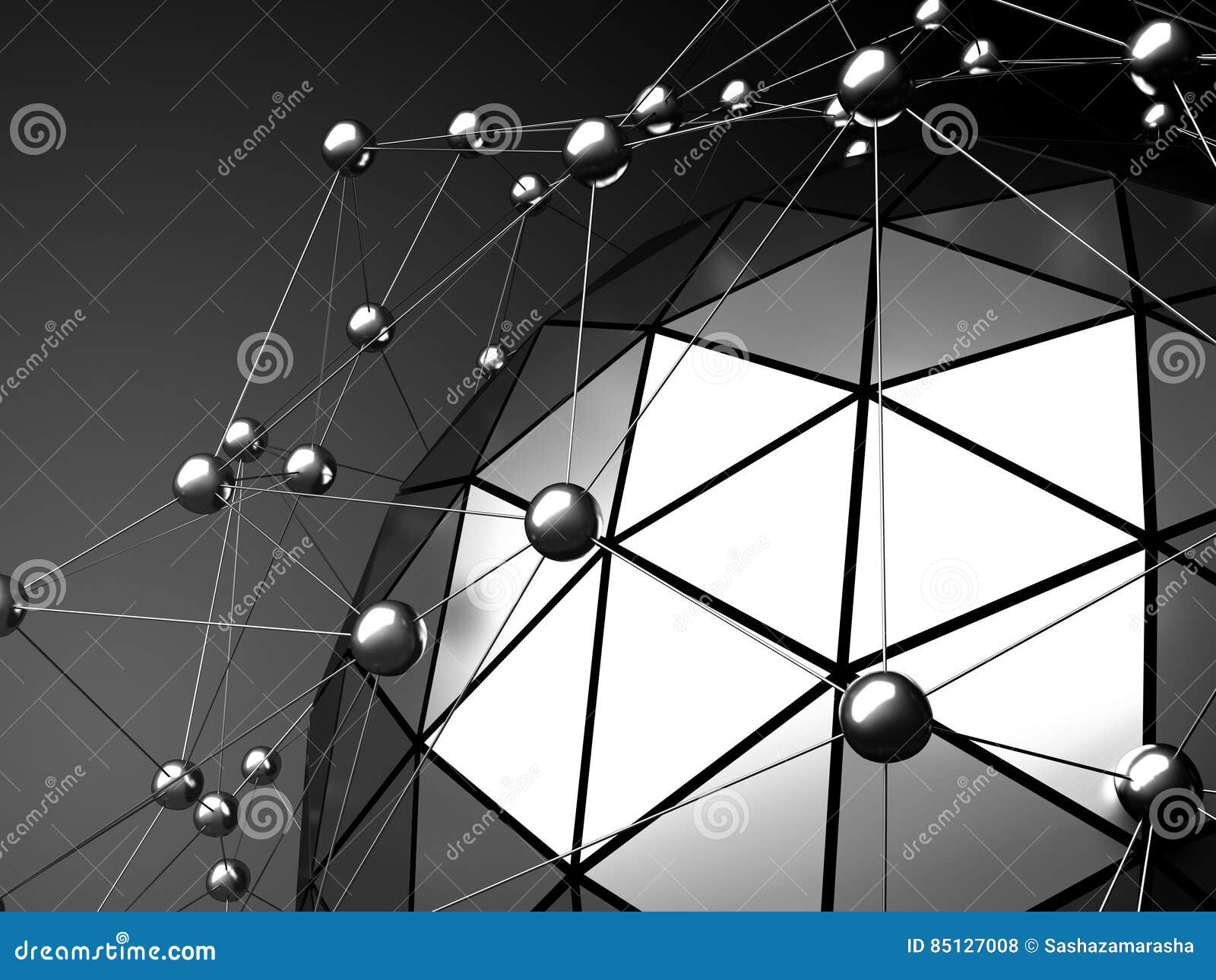 Low Poly Black Sphere with Chaotic Structure. Futuristic Background ...