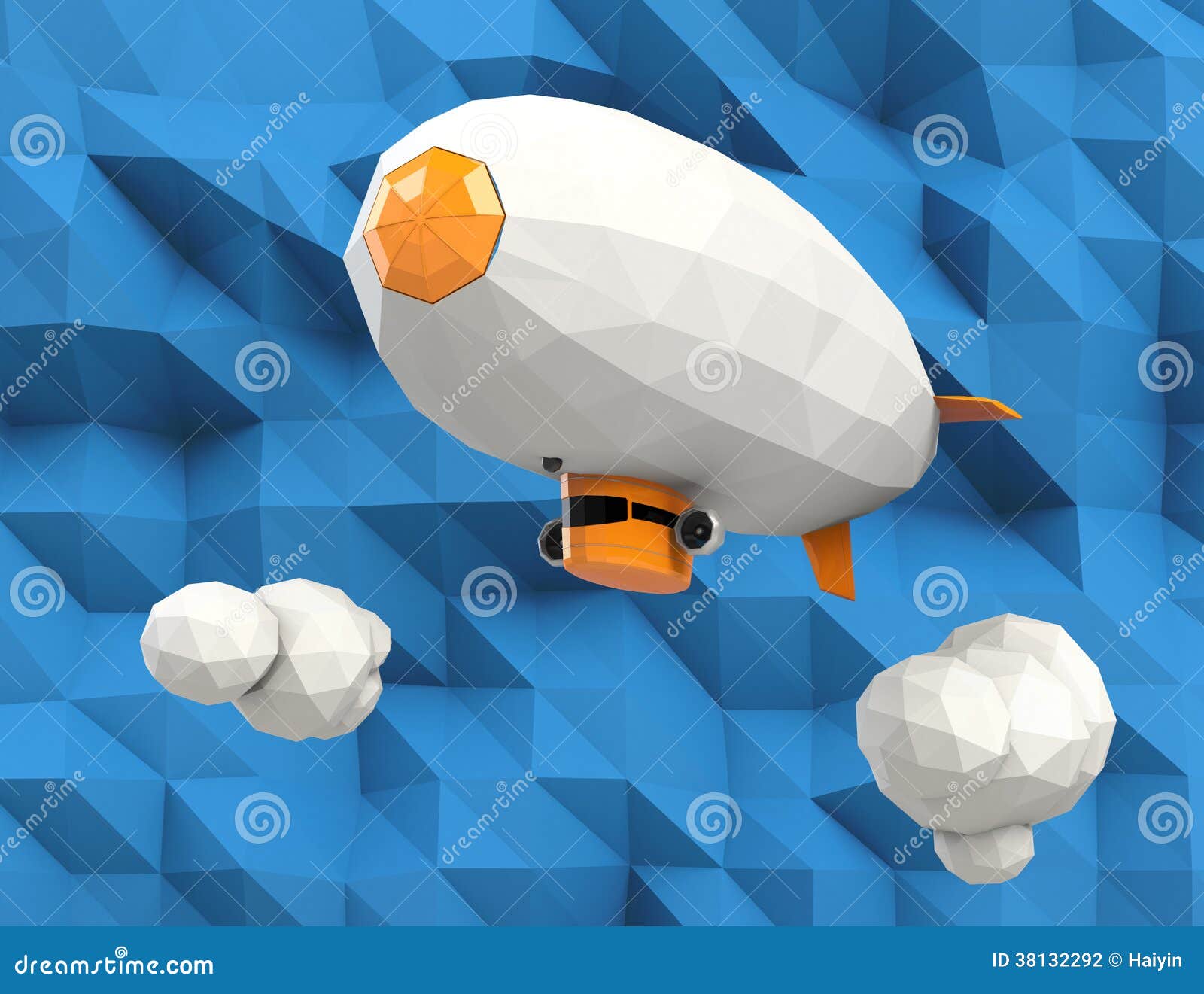 Low Poly Blimp On Blue Paper Texture Background Stock Image ...
