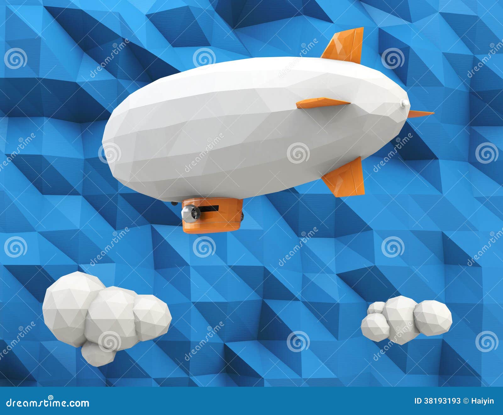Low Poly Blimp on Blue Paper Texture Background Stock Illustration ...
