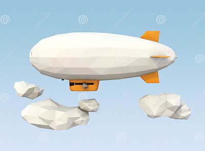 Low Poly Blimp Flying in the Sky Stock Illustration - Illustration of ...
