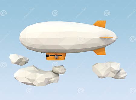 Low Poly Blimp Flying in the Sky Stock Illustration - Illustration of ...