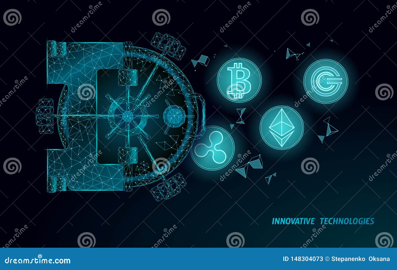 Low Poly Blue Banking Vault Door. Privacy Data Safety Storage Stock ...