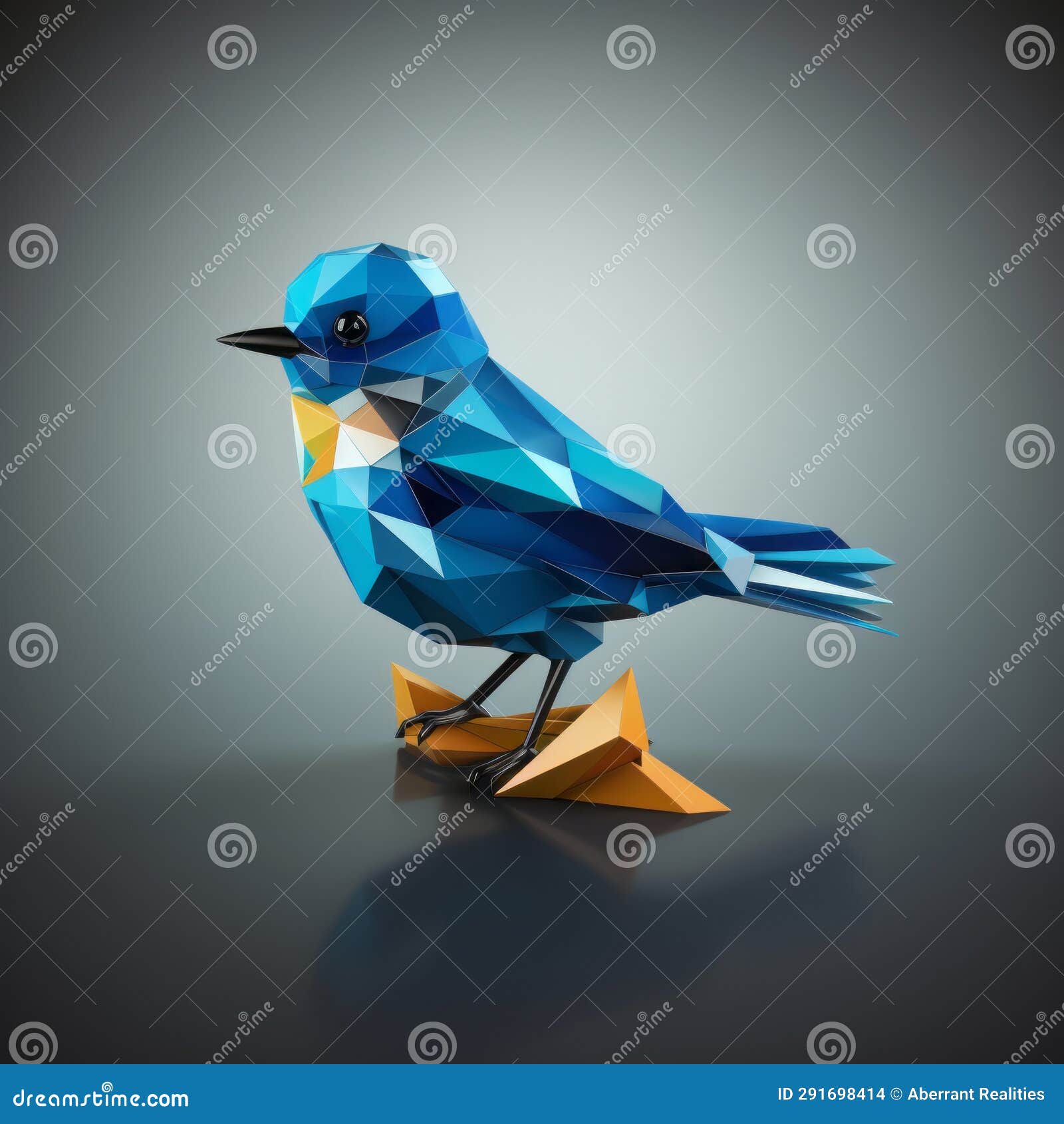 Low Poly Blue Bird on Grey Background Stock Illustration - Illustration ...