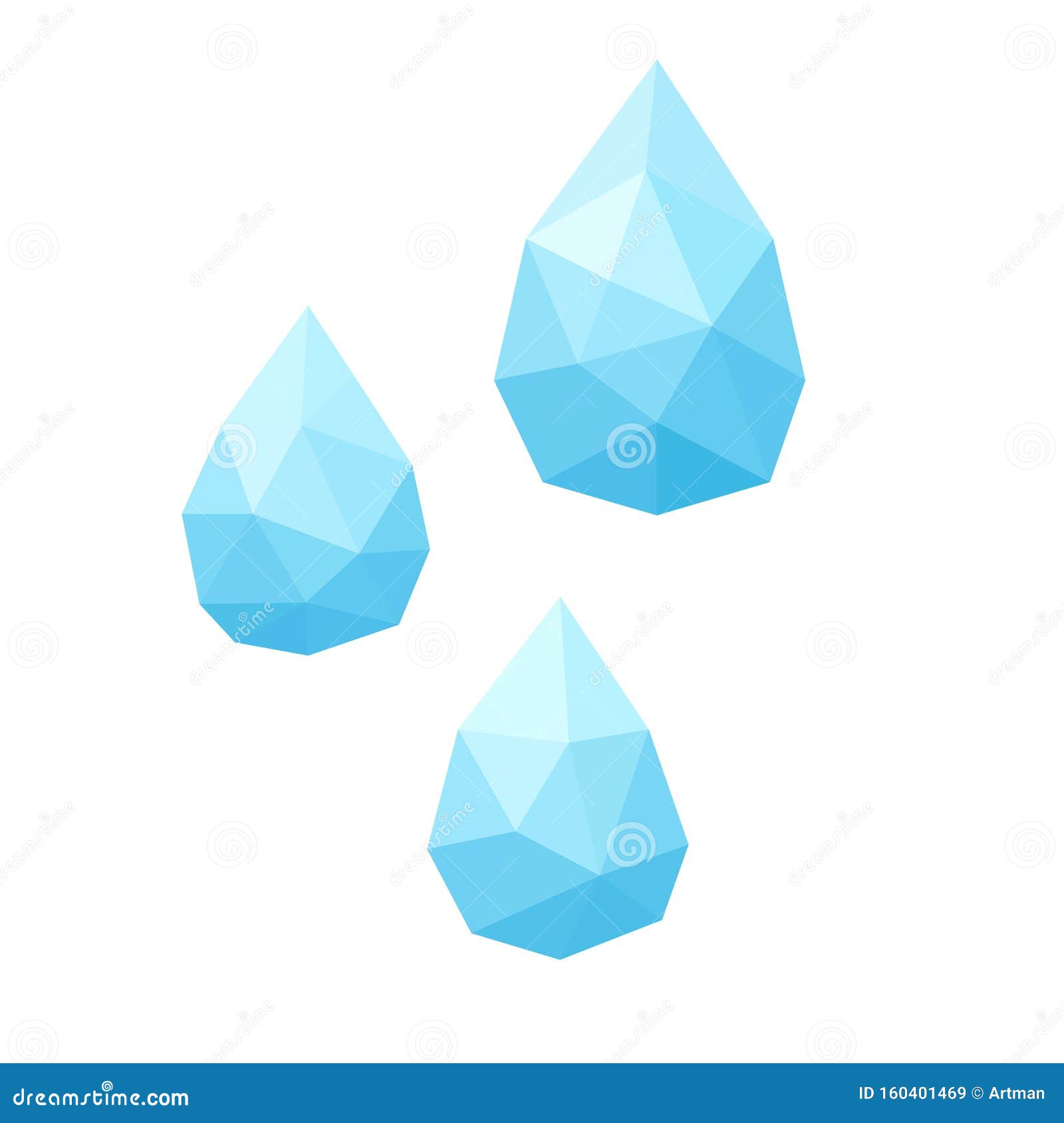 Low Poly Blue Water Drops on White Stock Vector - Illustration of ...