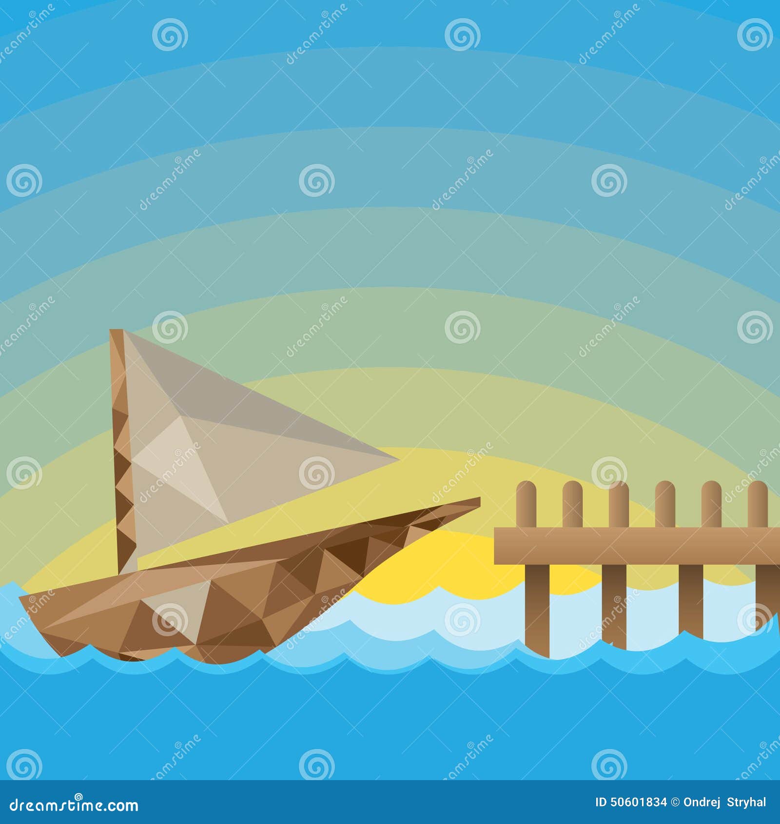 Low Poly Boat Harbour Background Stock Illustration - Illustration of ...