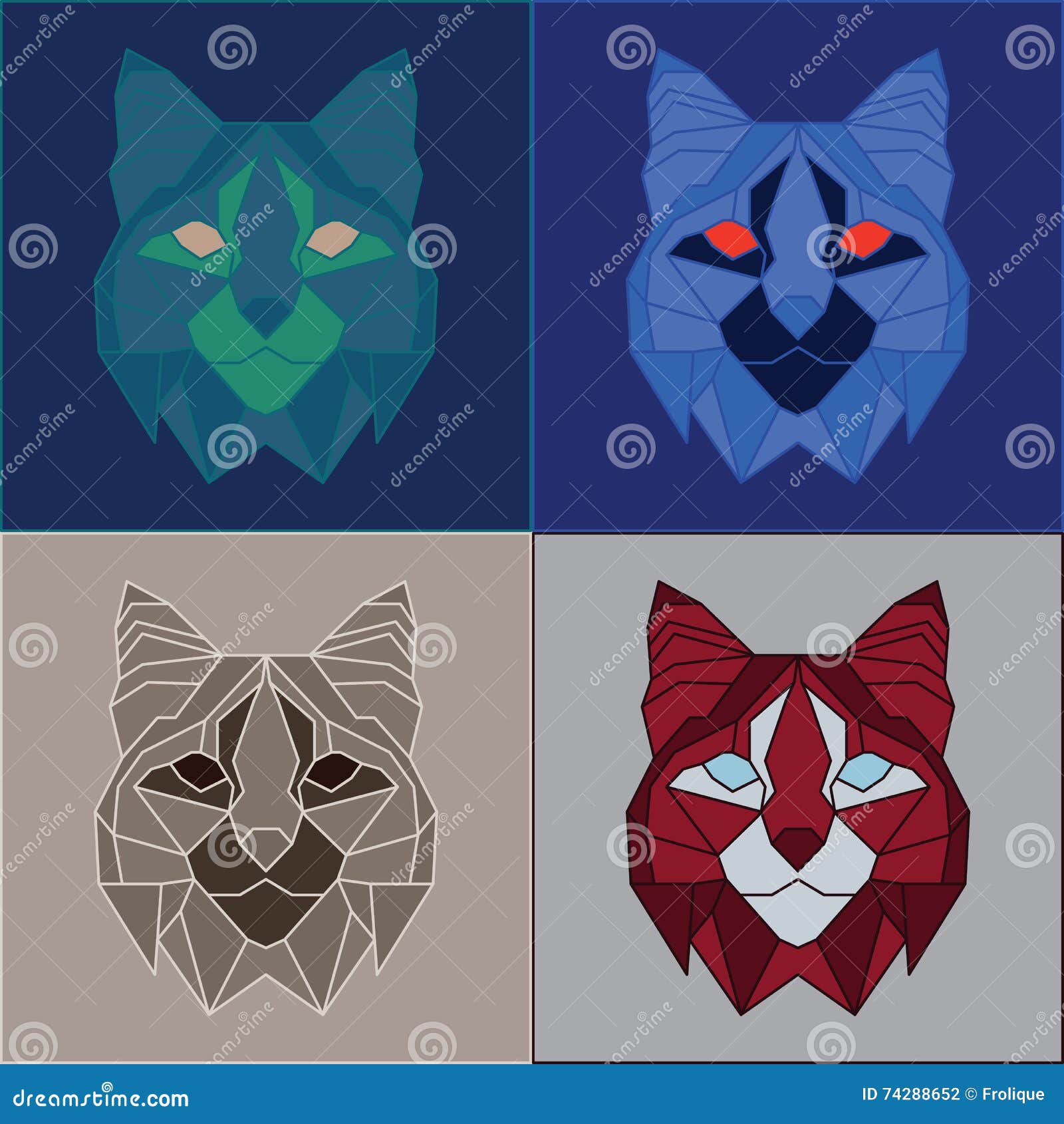 Low poly bobcats set stock vector. Illustration of sketch - 74288652