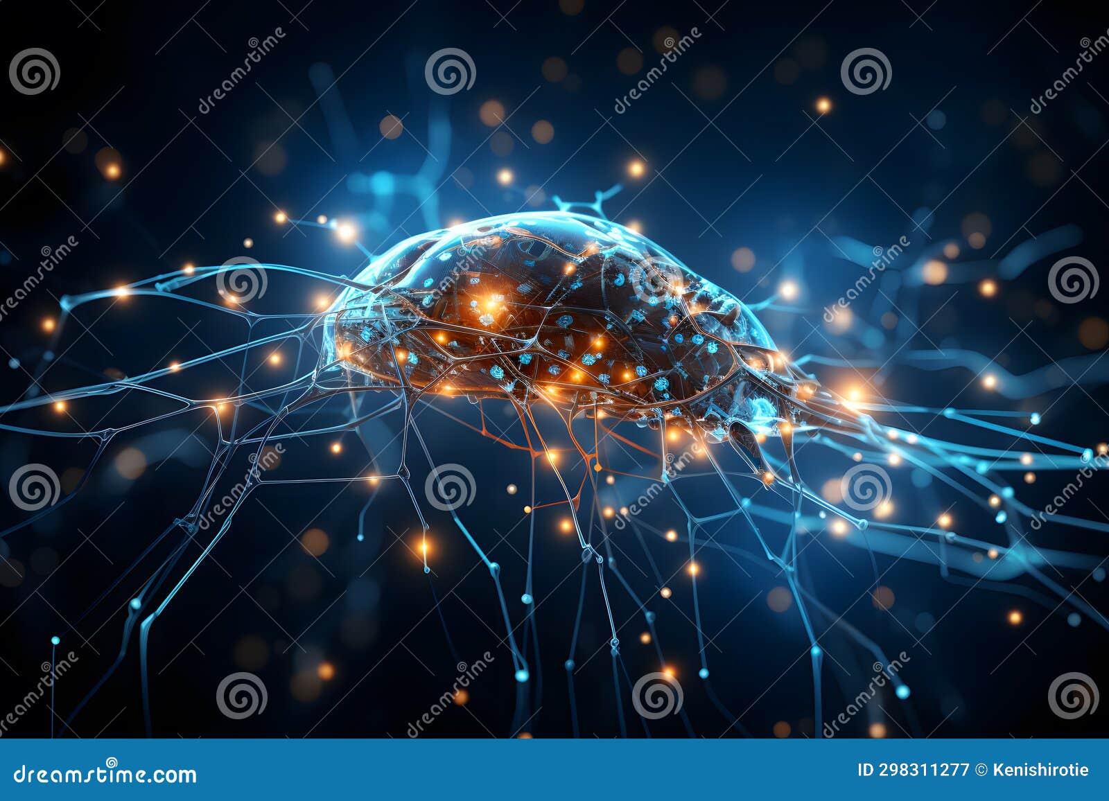 Human Brain with Connection Dots and Lines Stock Image - Image of ...
