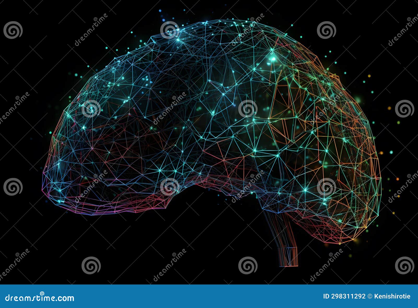 Human Brain with Connection Dots and Lines Stock Illustration ...