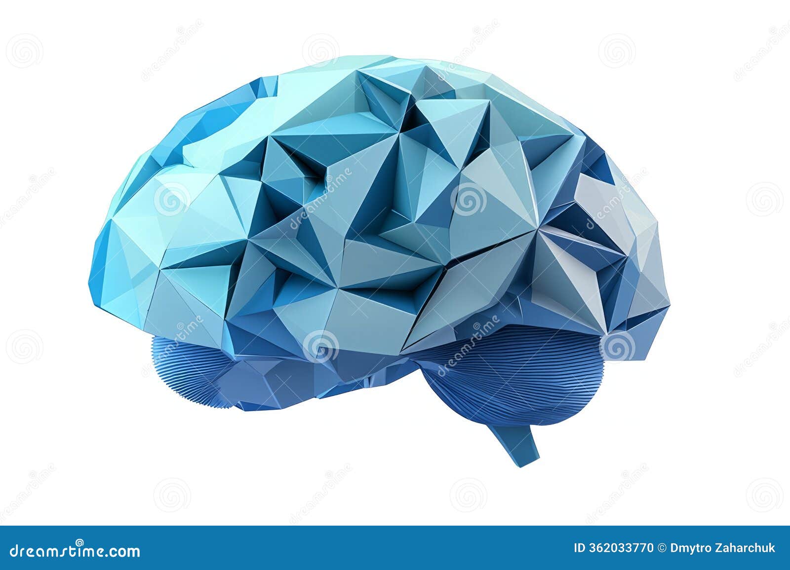A Low-poly Brain with Neural Pathways Represented by Glowing Blue ...