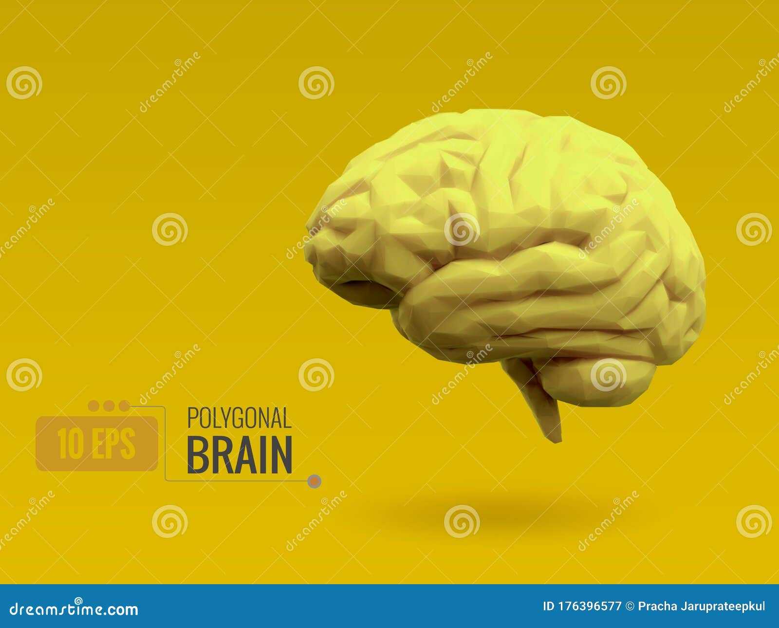 Low Poly Bright Lemon Yellow Brain on Yellow BG Stock Vector ...