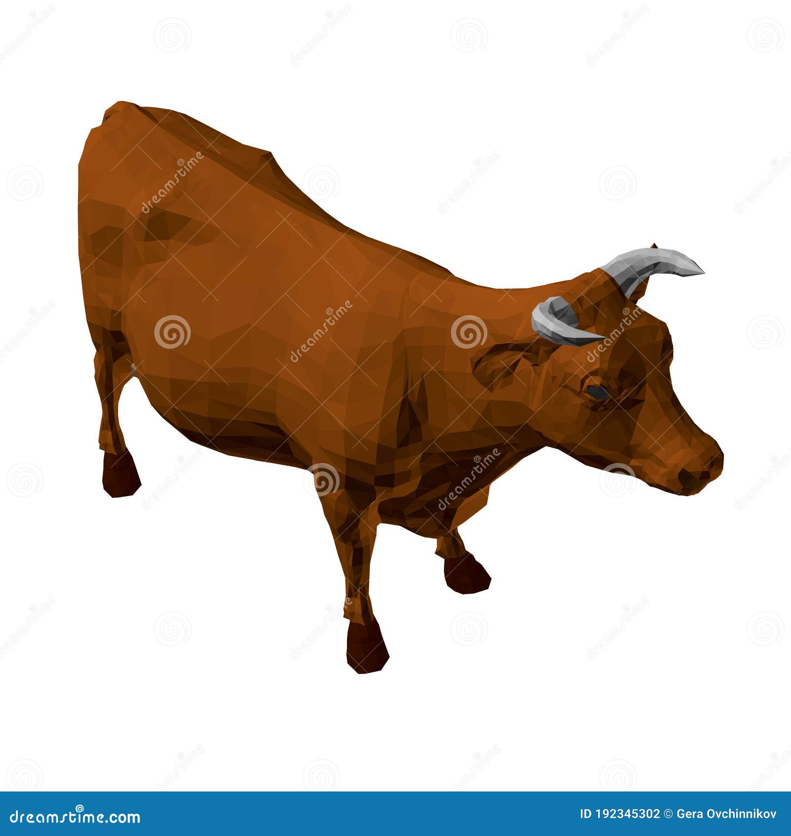 Low Poly Brown Cow. Isometric View. 3D Stock Vector - Illustration of ...