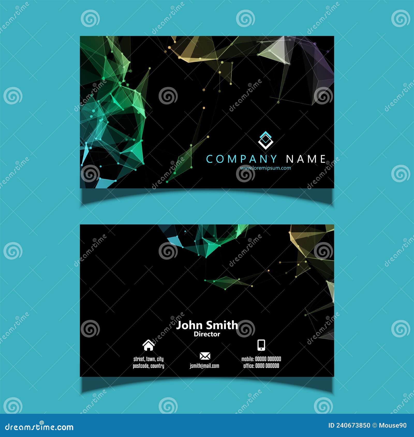Low poly business card stock vector. Illustration of techno - 240673850