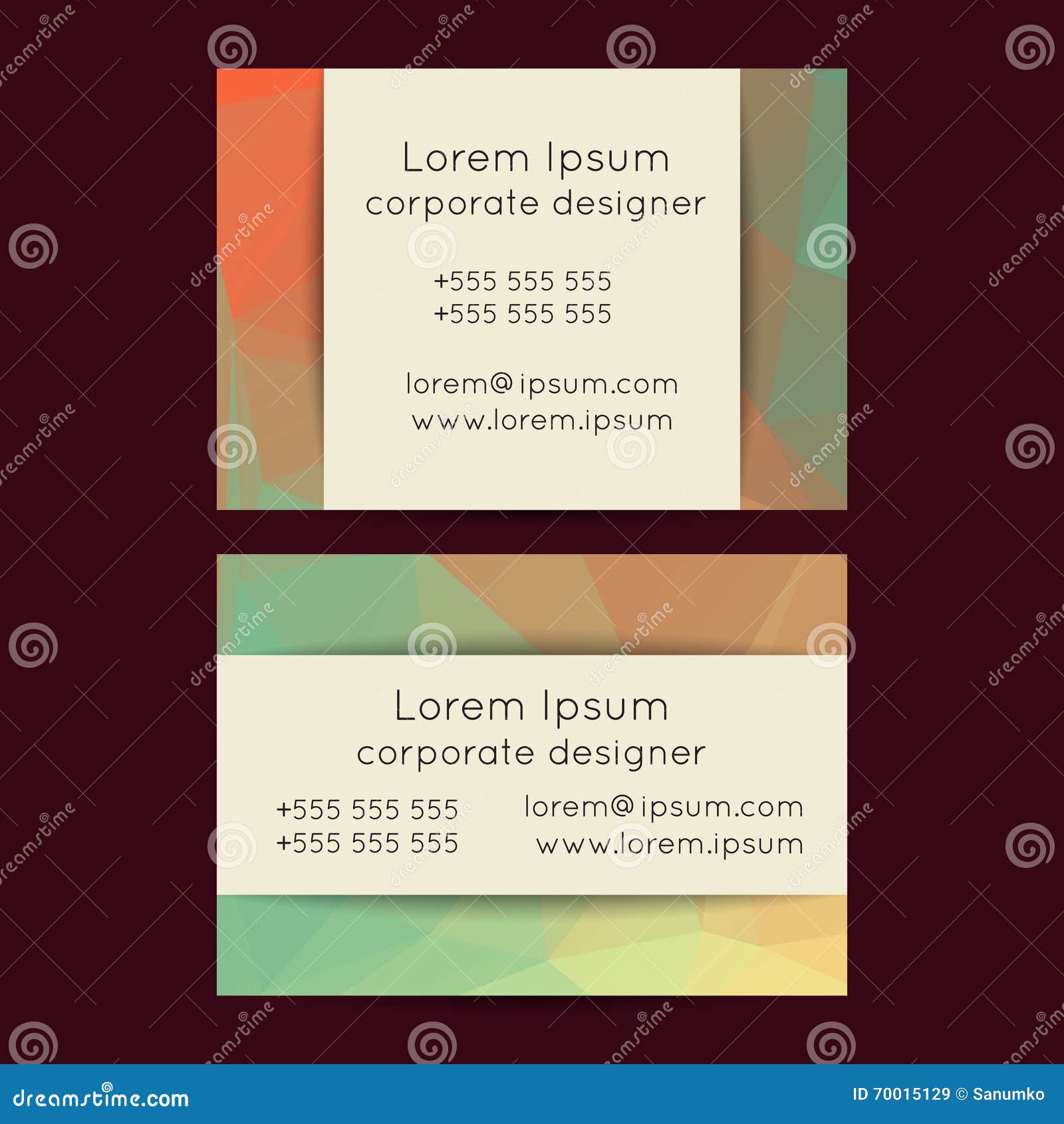 Low Poly Business Cards Templates Stock Vector - Illustration of label ...