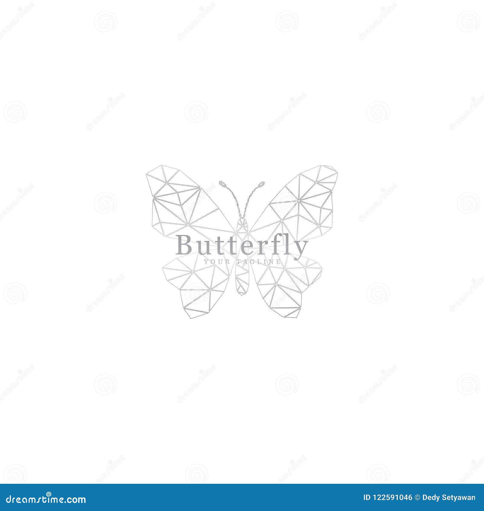 Polygonal Butterfly Design Outline, Vector Template Stock Vector ...