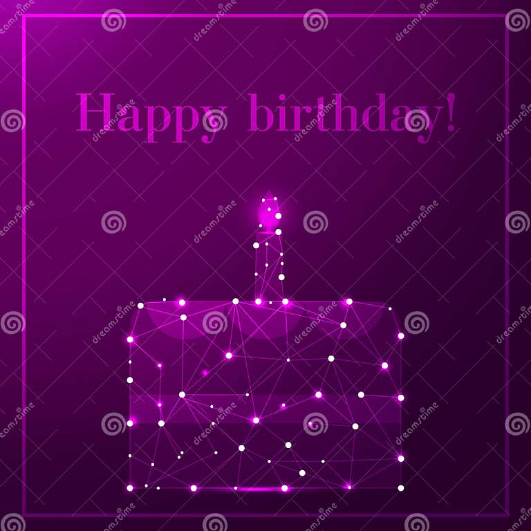 Low Poly Cake Vector Illustration. Polygon Birhday Cake Icon with Lines ...