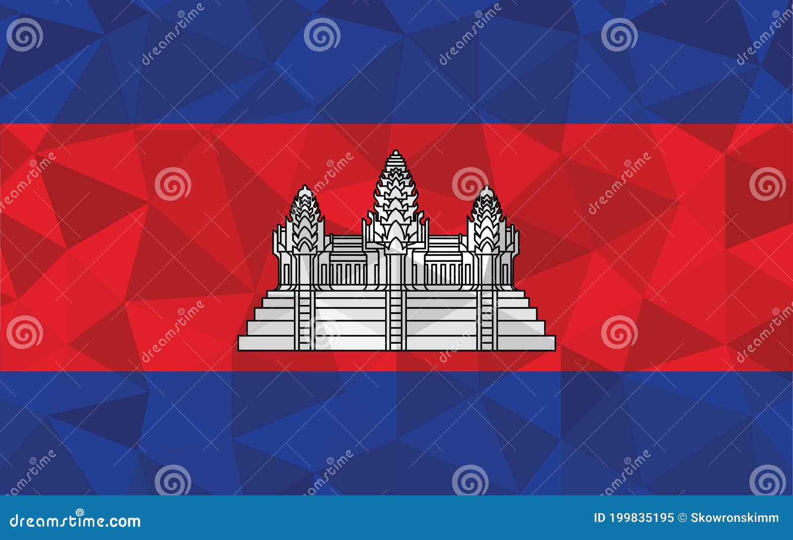 Low Poly Cambodia Flag Vector Illustration. Triangular Cambodian Flag ...