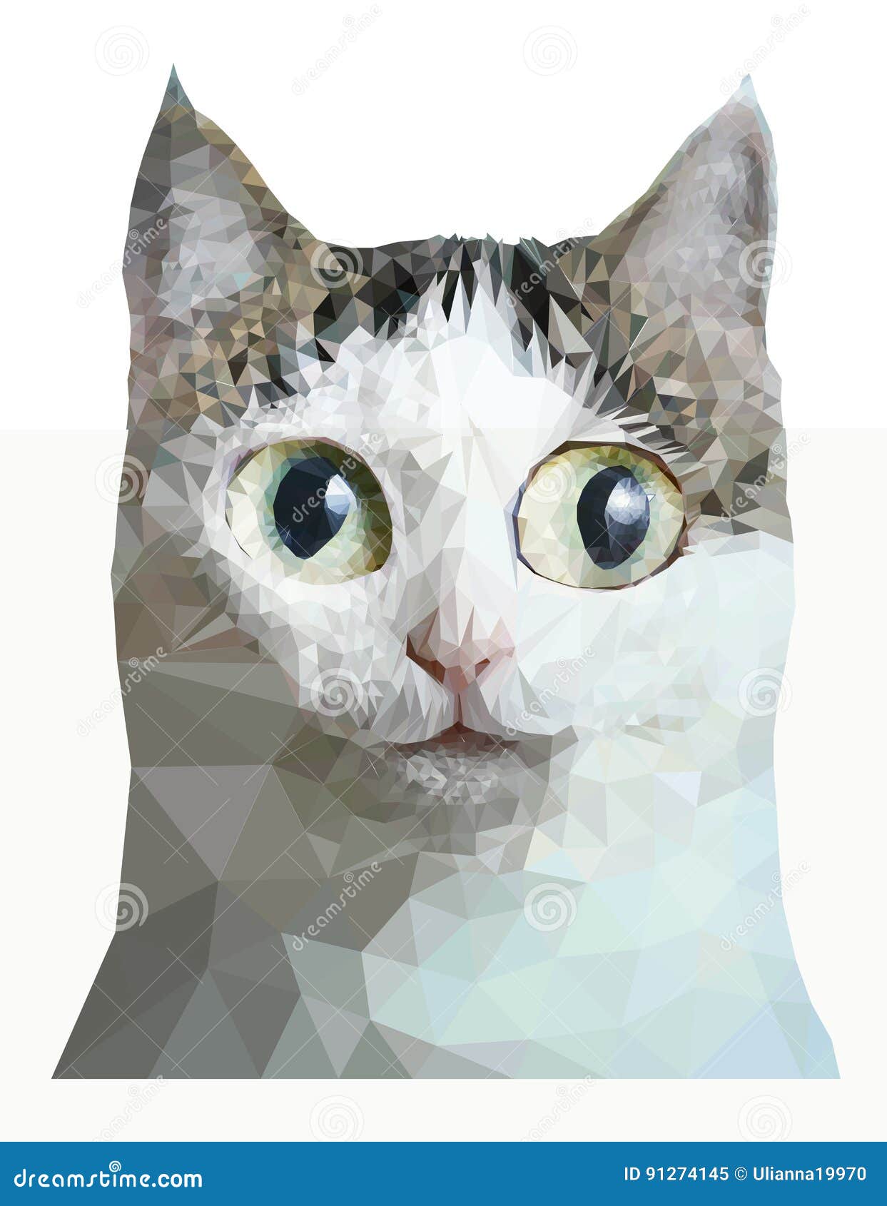 Low Poly Cat Close Up Portrait Stock Illustration - Illustration of ...