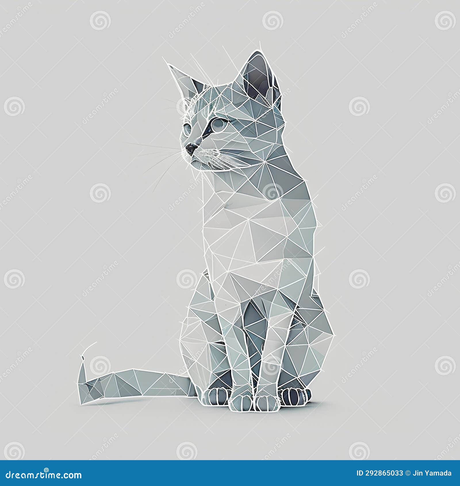 Low Poly Cat Isolated on Gray Background. Polygonal Illustration Stock ...