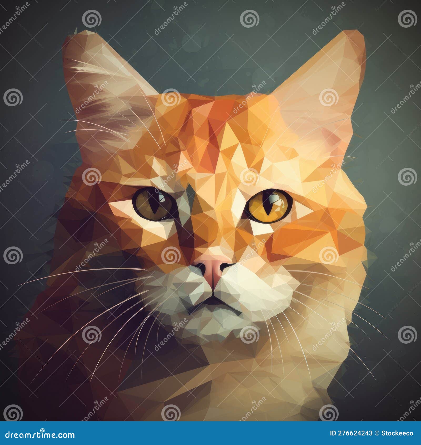 Low Poly Cat Portrait in Surreal Style Stock Illustration ...