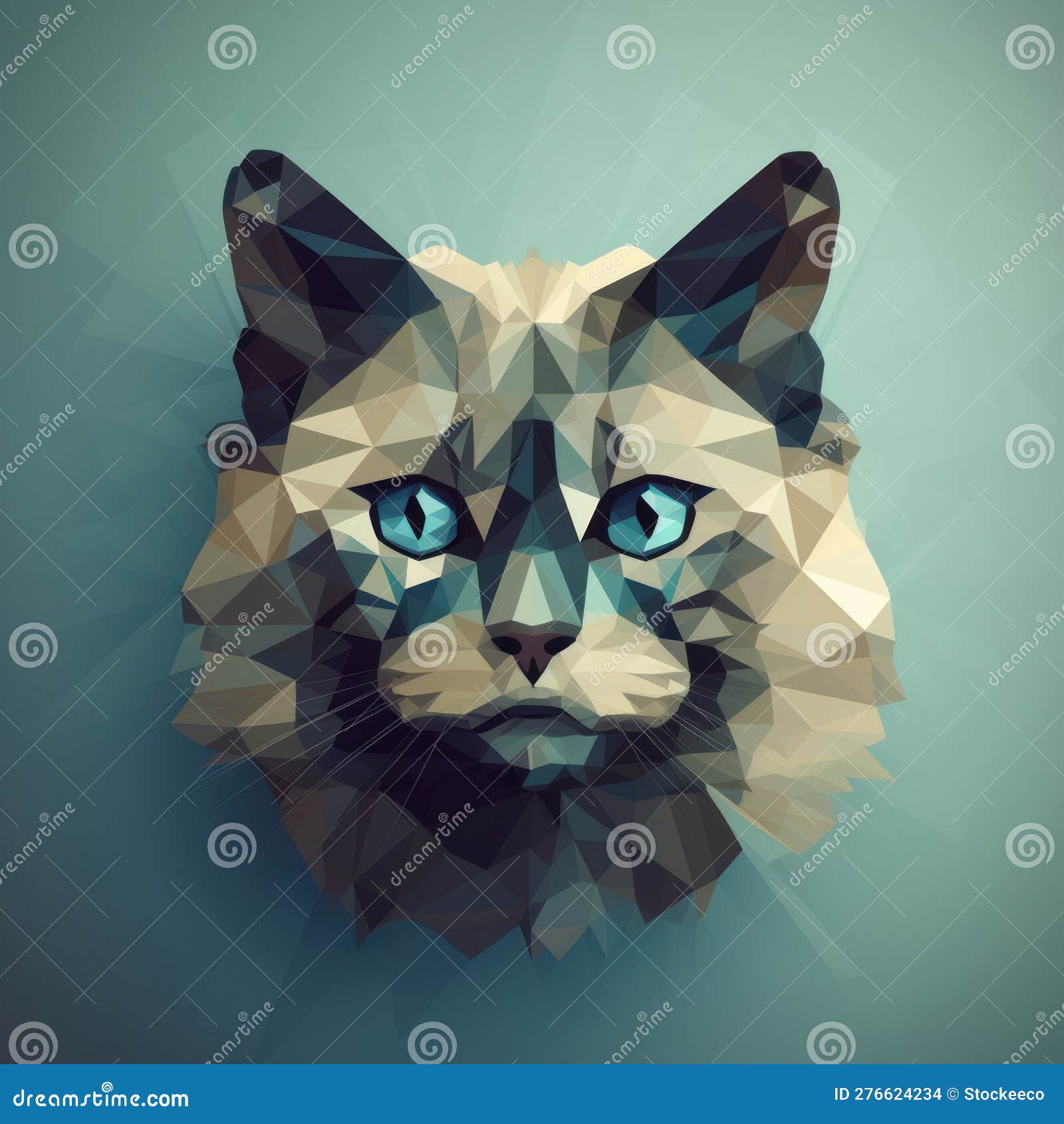 Low Poly Cat Portrait in Surreal Style Stock Illustration ...