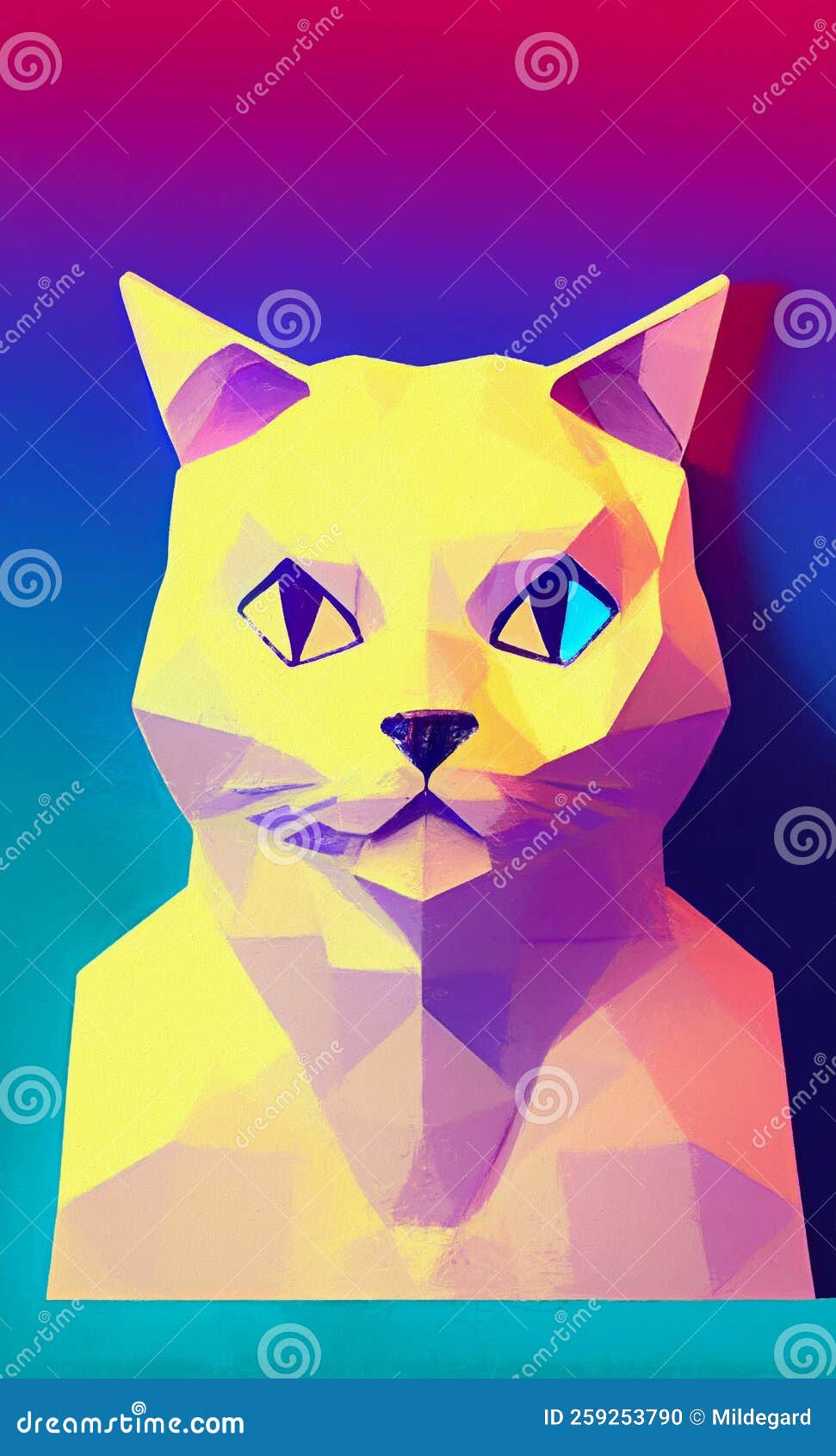 Low Poly Cat - Stylized Digital Art Stock Illustration - Illustration ...
