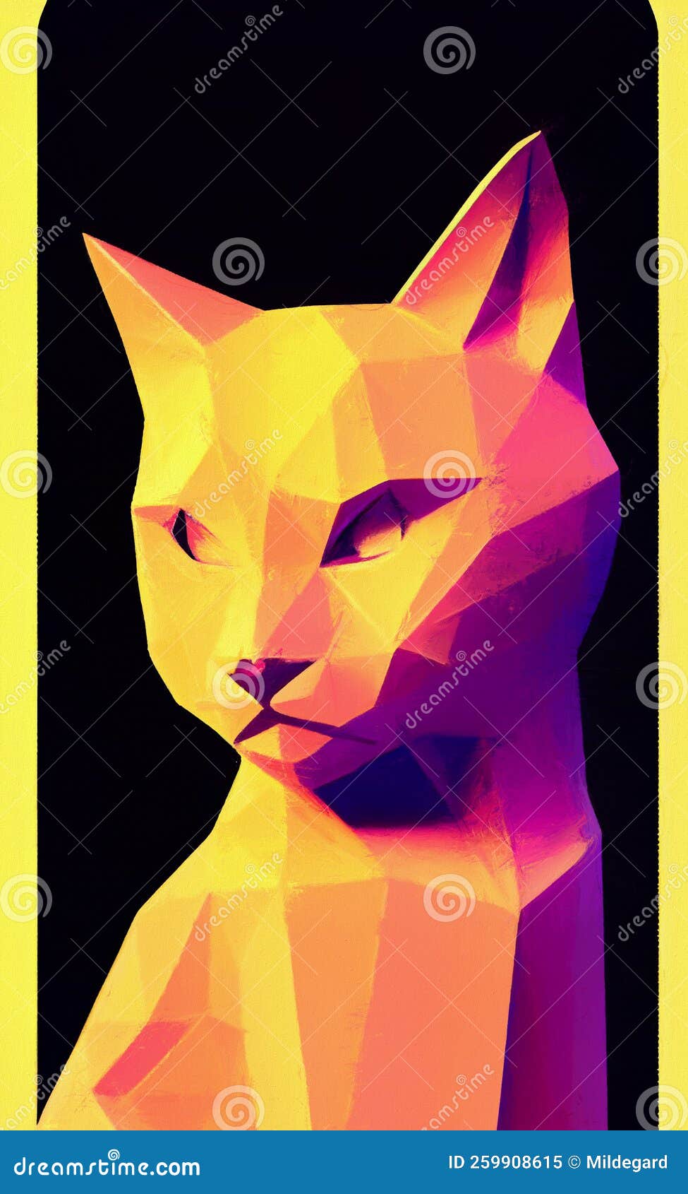 Low Poly Cat - Stylized Digital Art Stock Illustration - Illustration ...